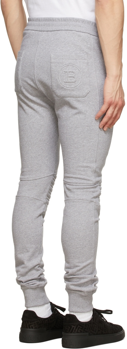 Balmain Grey Embossed Logo Lounge Pants Balmain