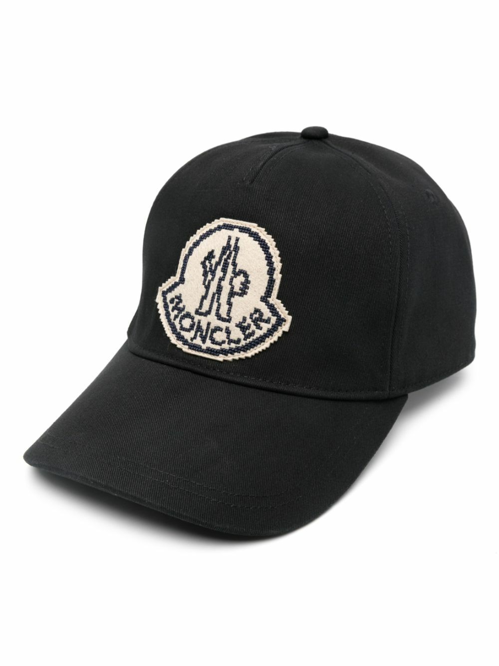 Moncler Black Logo-Applique Cotton Baseball Cap Moncler