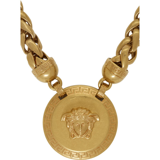 Versace Gold Medusa Coin Chain Necklace Versace