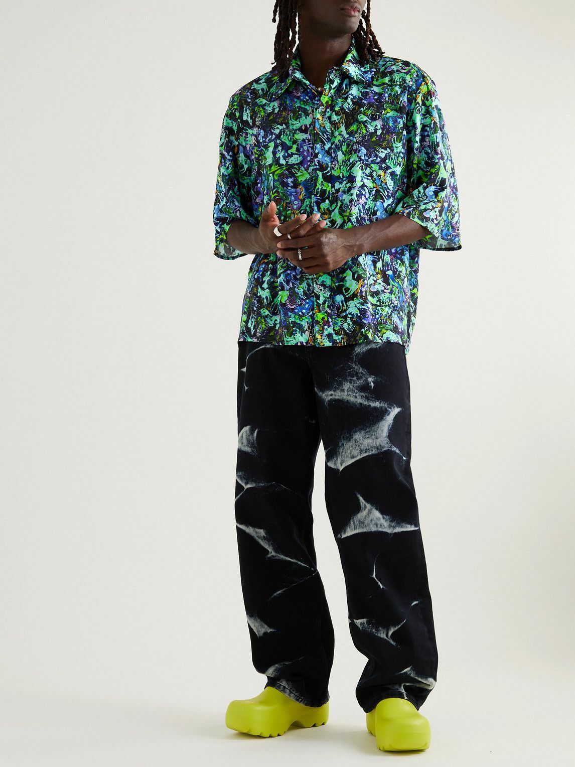 Collina Strada - Floral-Print Silk Shirt - Blue Collina Strada