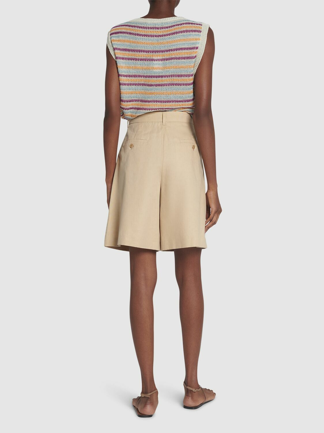 WEEKEND MAX MARA Ecuba Cotton & Linen Canvas Shorts Weekend Max Mara
