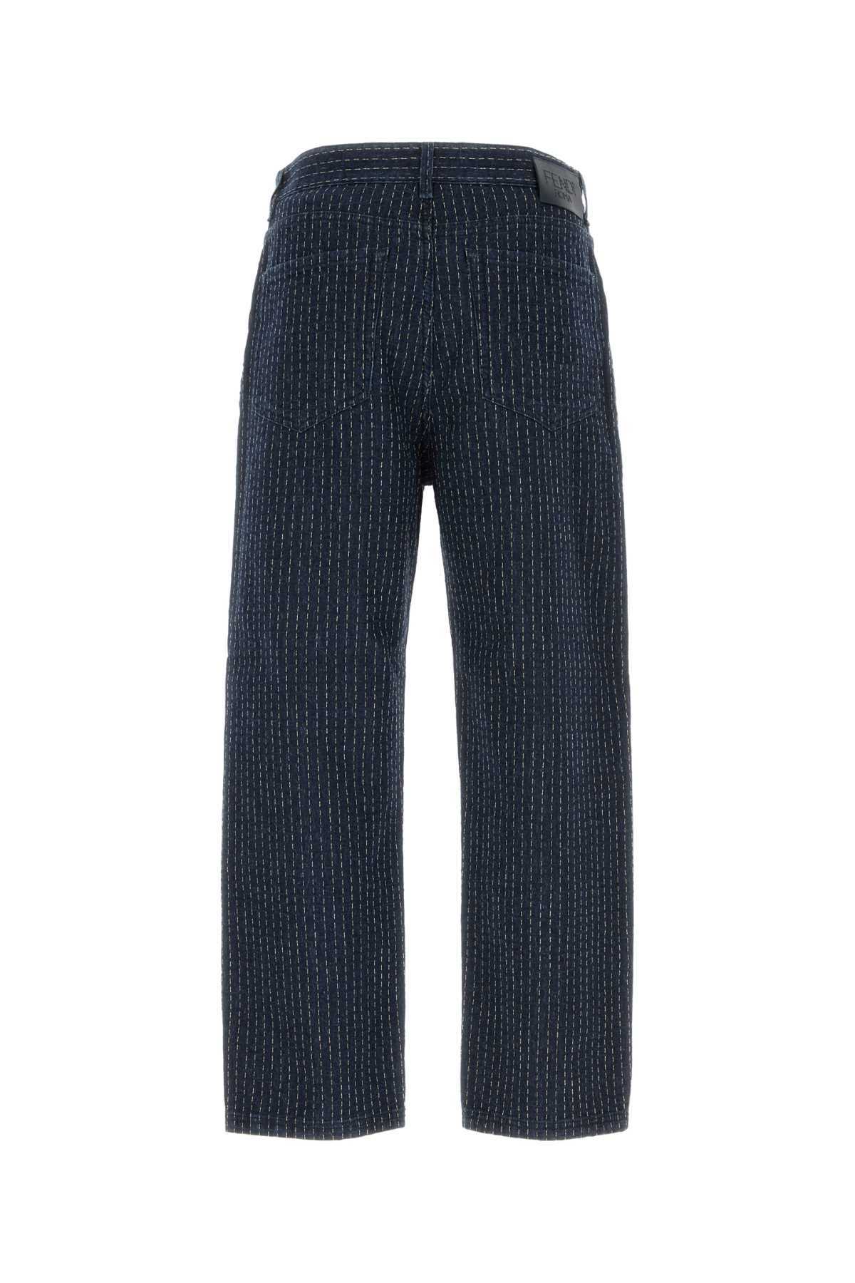 Fendi Embroidered Stretch Denim Jeans Fendi
