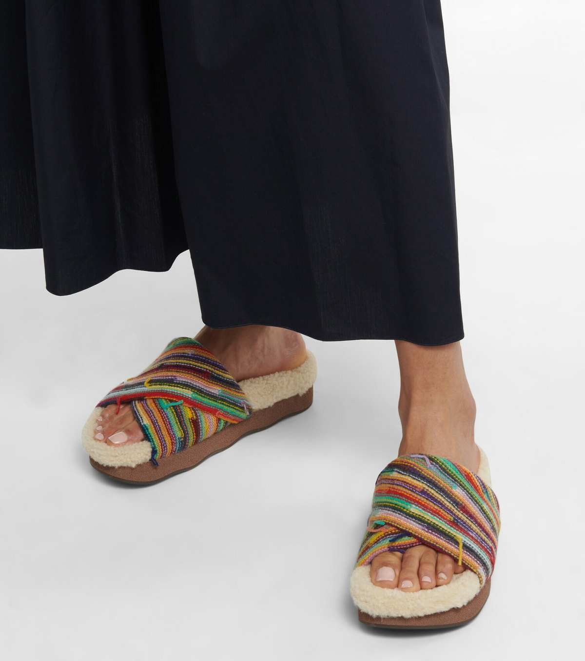 Chloe - Knitted shearling-lined slides Chloe