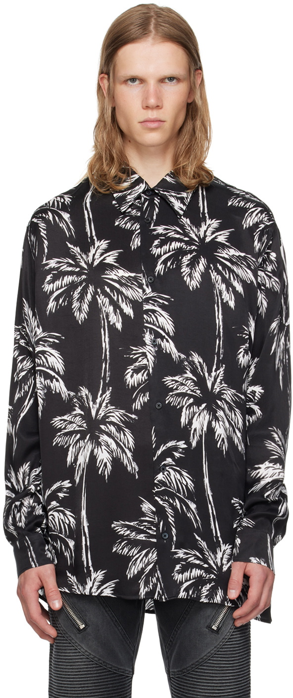 Balmain Black Palm Tree Shirt Balmain