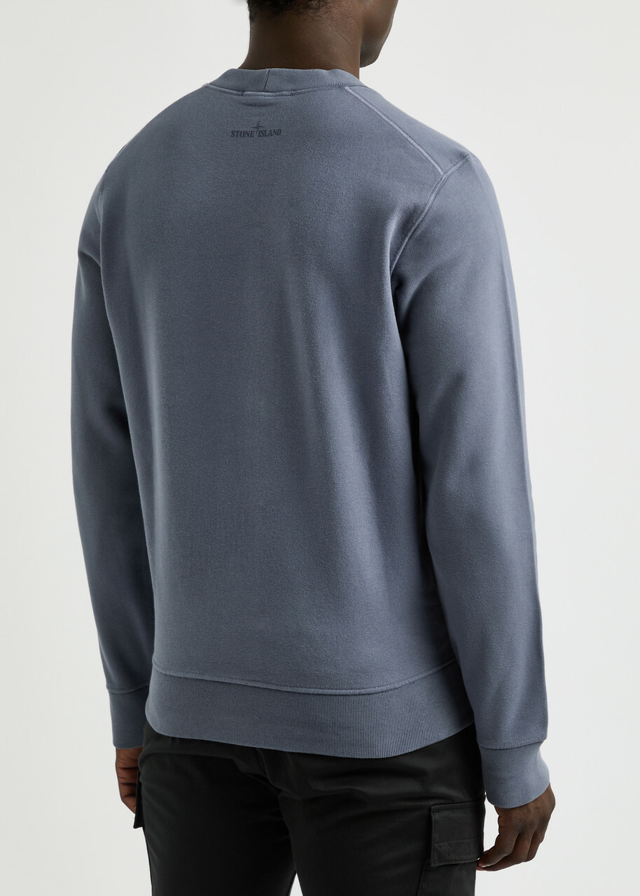 Stone Island Logo-embroidered Cotton Sweatshirt Mid Blu Stone Island