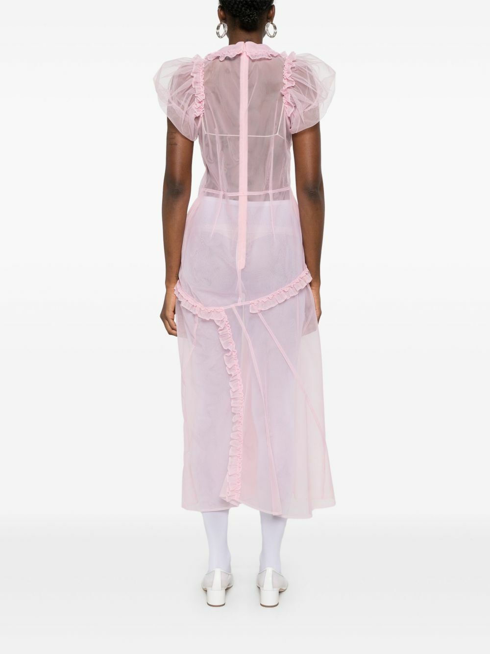Simone Rocha Pink Sheer Tulle Midi Dress Simone Rocha