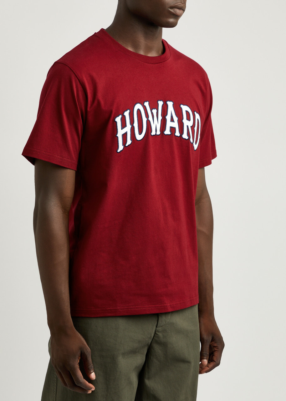 Wales Bonner Howard-appliqué Cotton T-shirt Maroon Wales Bonner
