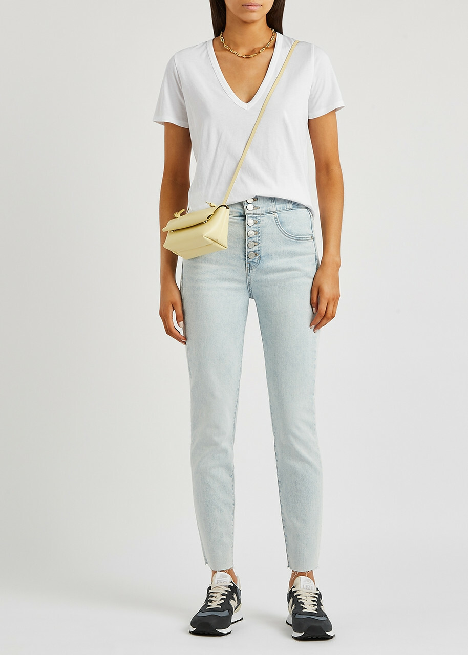 Veronica Beard Top Cindy SS Veck T-shirt White Veronica Beard