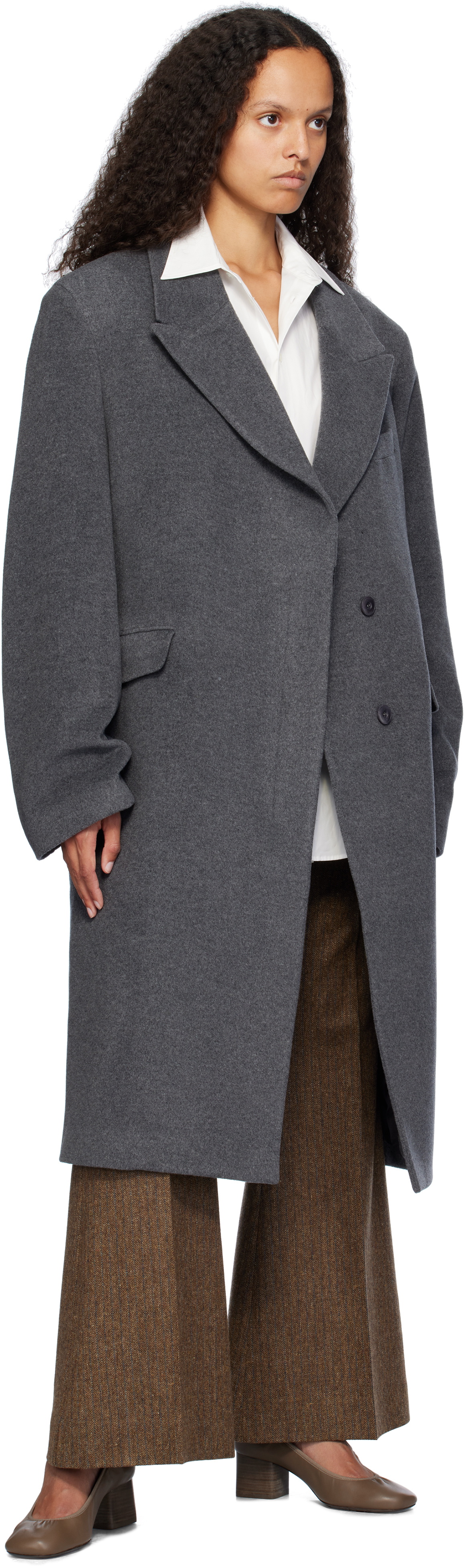 REMAIN Birger Christensen Gray Heavy Wool Long Coat REMAIN Birger ...