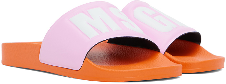 MSGM Pink & Orange Embossed Slides MSGM
