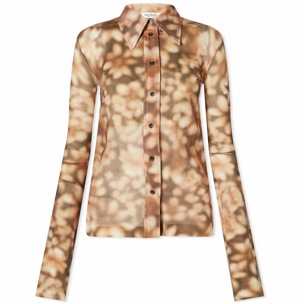 Acne Studios Women's Abstract Flower Print Shirt in Dark Brown Acne Studios