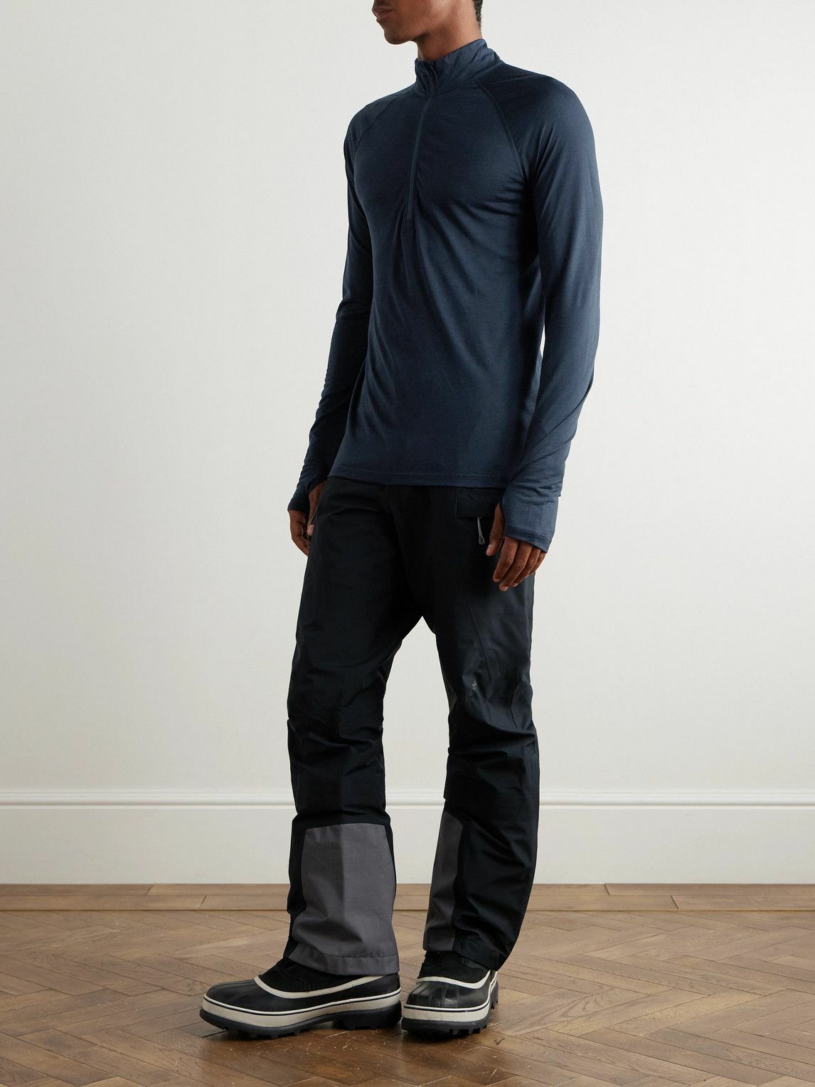 Houdini - Desoli Solid Merino™ Half-Zip Ski Base Layer - Blue Houdini