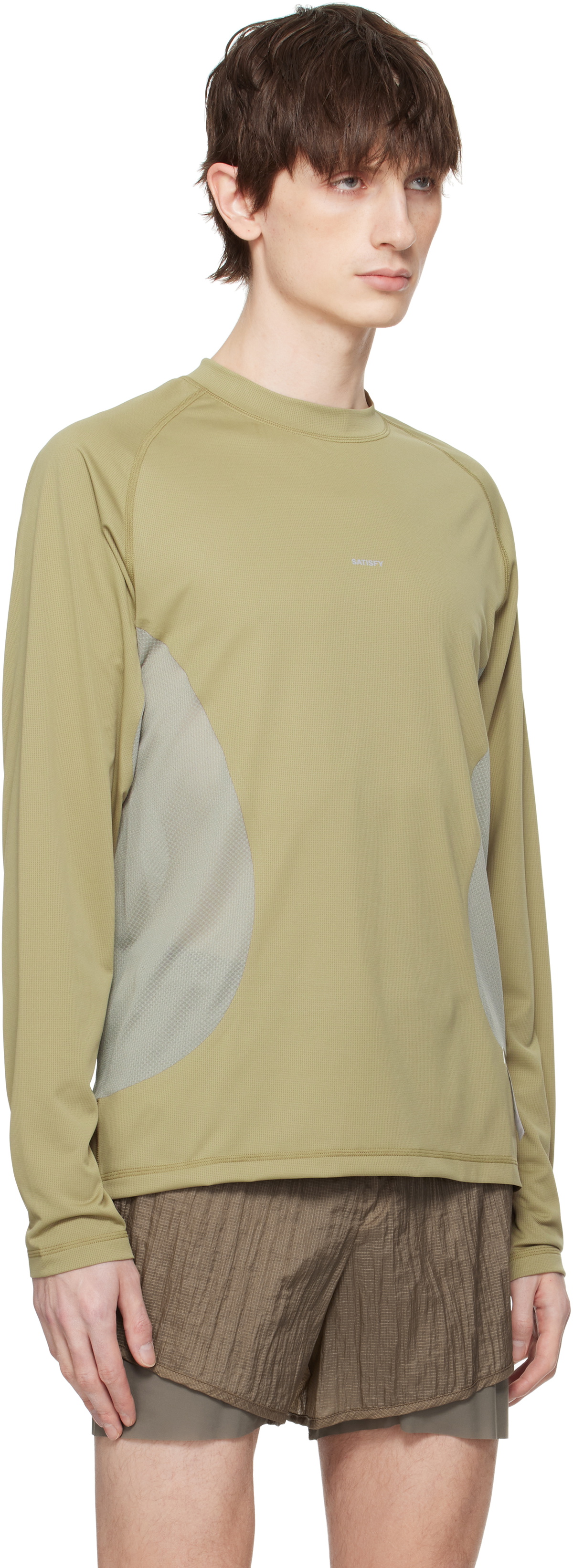 Satisfy Khaki & Gray AuraLite Tech Long T-shirt Satisfy