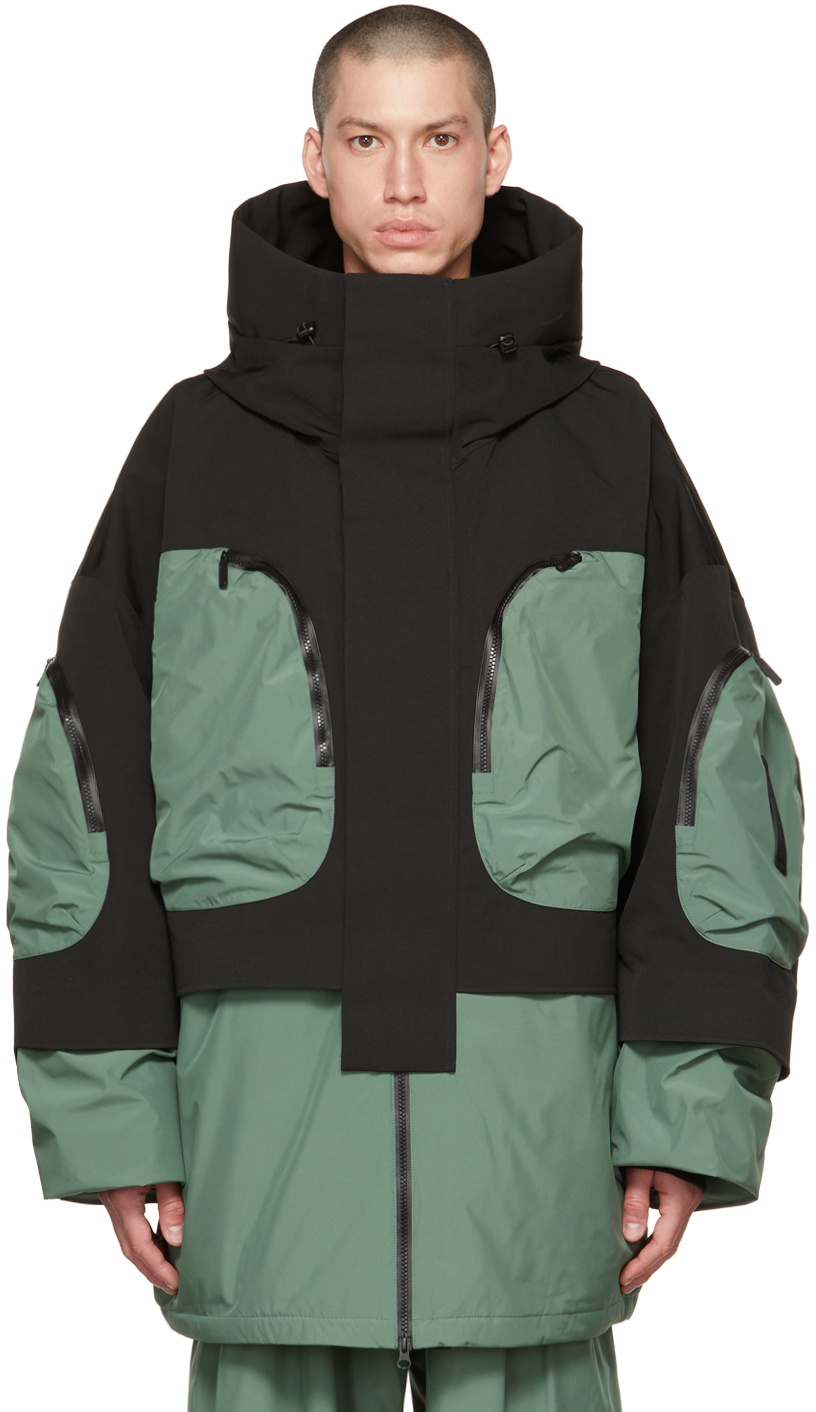 A. A. Spectrum Black & Green Alfire Down Jacket A. A. Spectrum