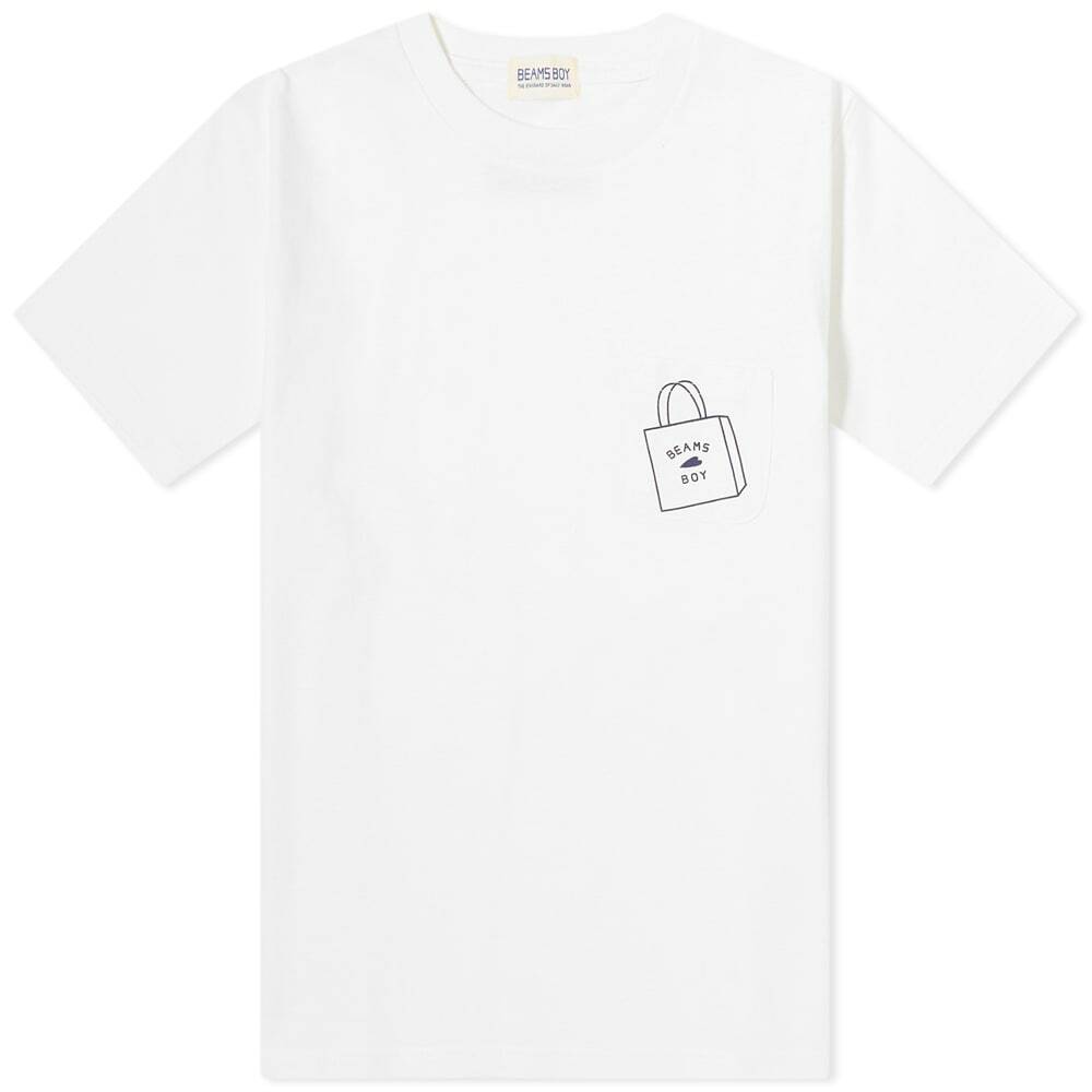 Beams Boy Women's BB Logo Pocket T-Shirt in White Beams Boy