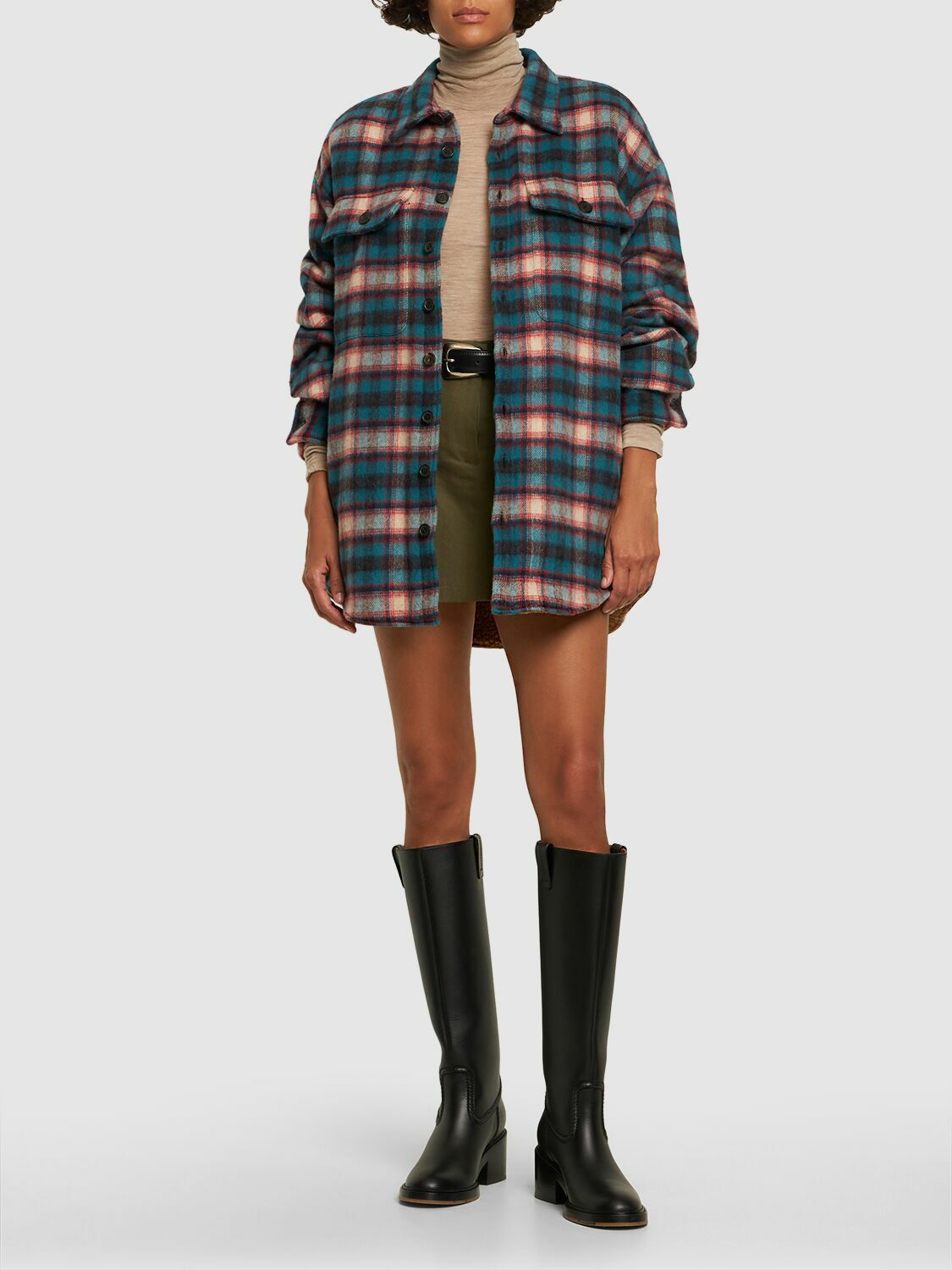 DSQUARED2 - Checked Wool Flannel & Teddy Overshirt Dsquared2