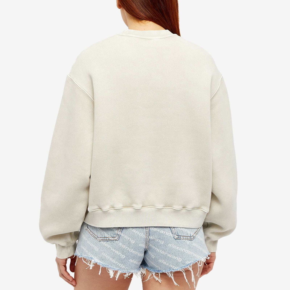 Alexander Wang Women's Puff Paint Logo Essential Crew Sweat in Ice Grey ...