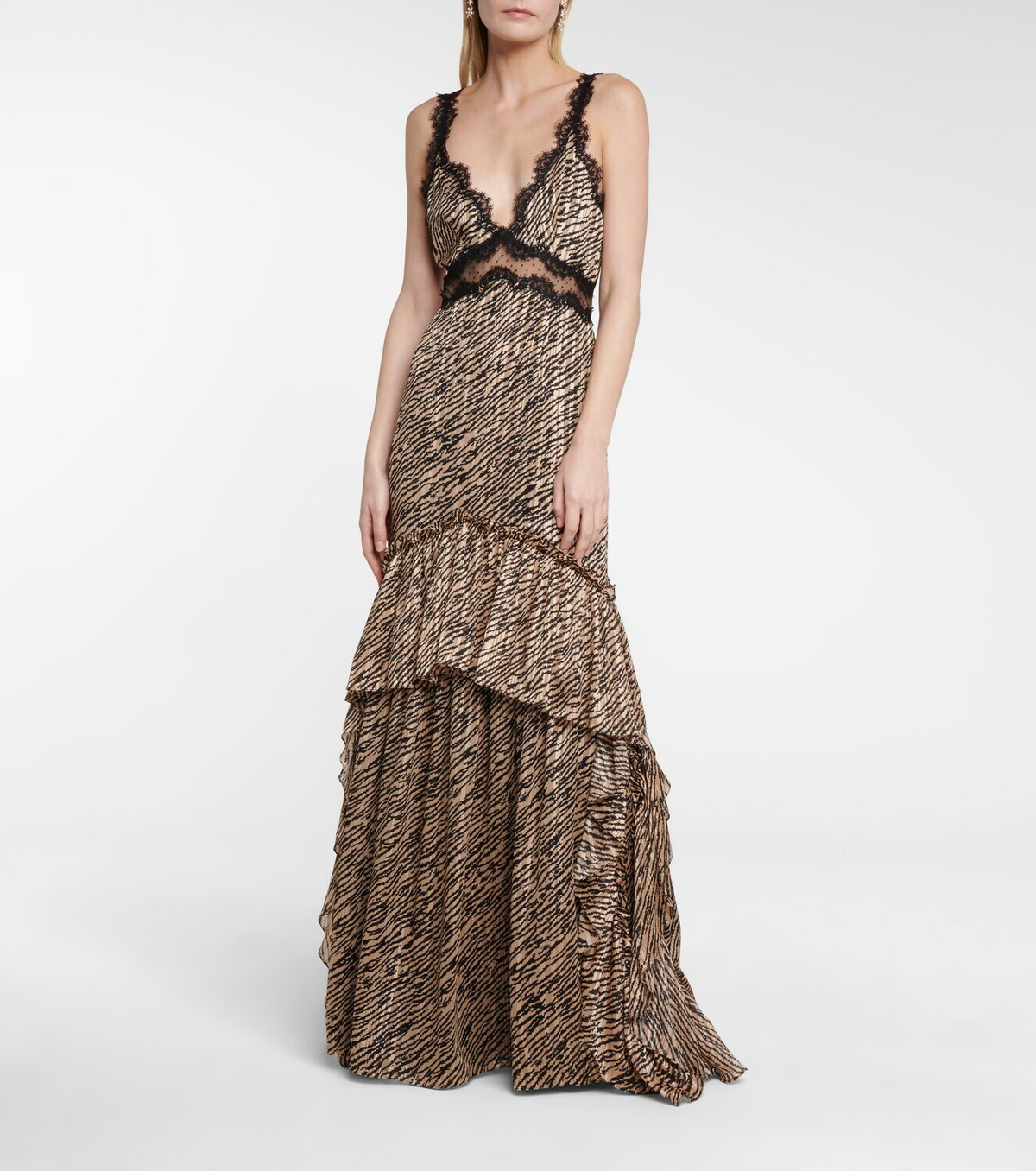 Costarellos Farah tiger-print chiffon gown Costarellos