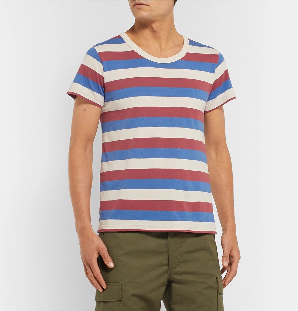 visvim - Striped Cotton-Jersey T-Shirt - Blue Visvim