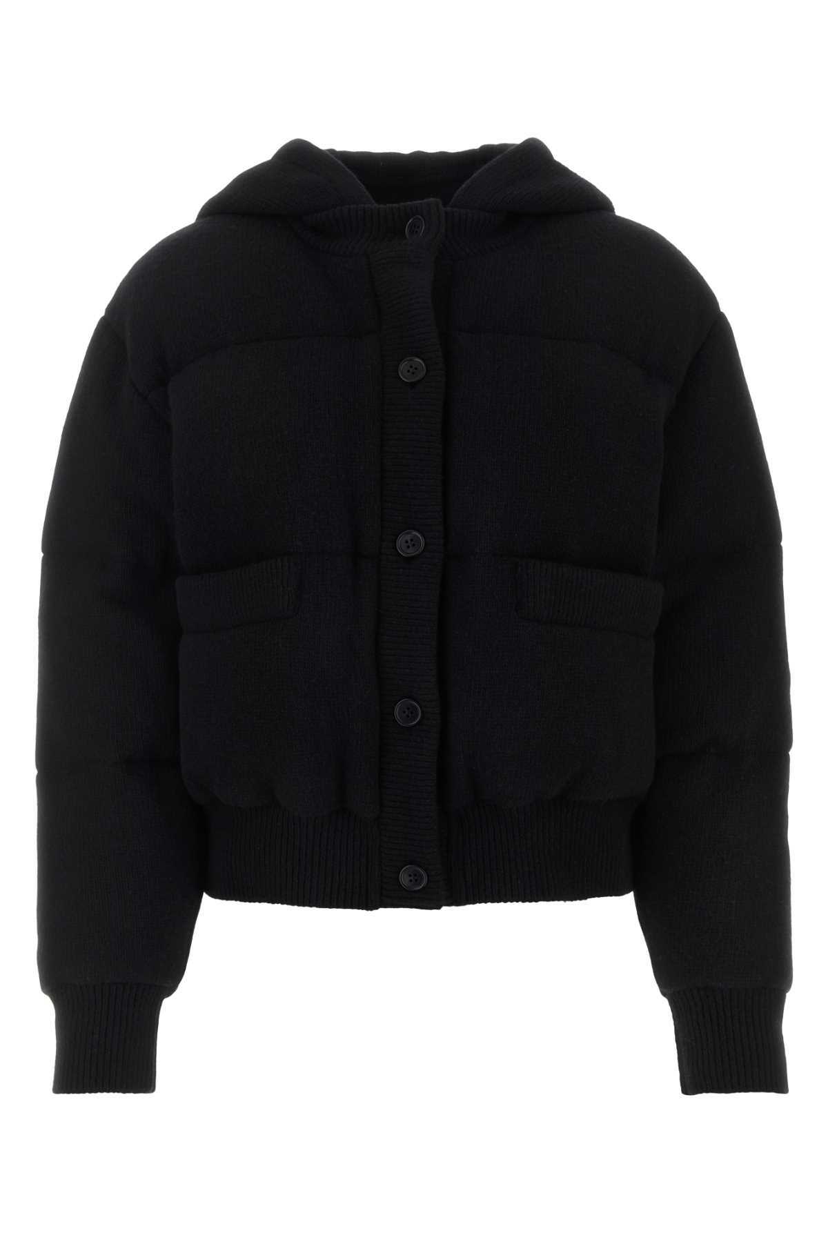 Prada Black Stretch Wool Blend Padded Jacket Prada