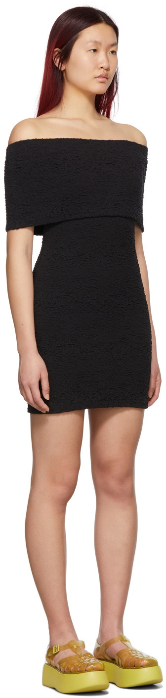 MSGM Black Crinkle Embossed Strapless Dress MSGM