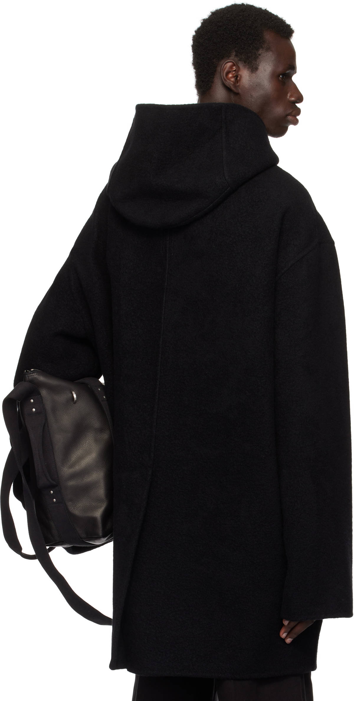 Rick Owens Black Porterville Hooded Robe Jacket Rick Owens