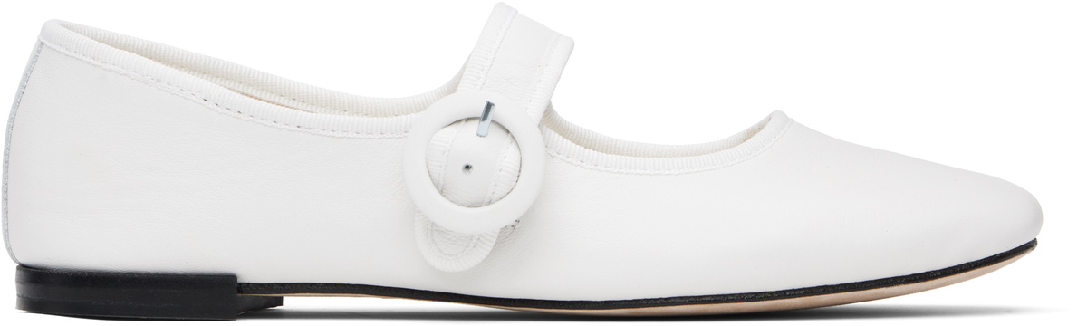 Repetto White Georgia Square-Toe Mary Jane Ballerina Flats Repetto