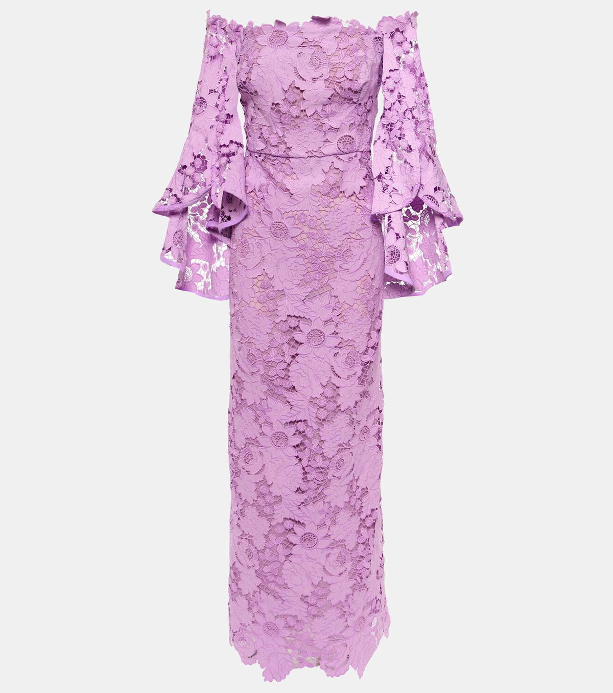 Oscar De La Renta Floral Off Shoulder Lace Gown Oscar De La Renta