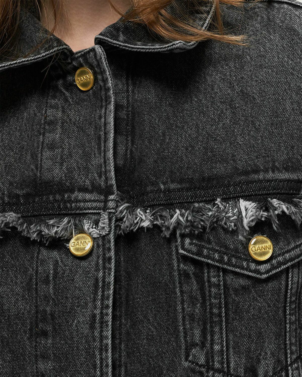 Ganni Snow Washed Denim Oversized Jacket Black Denim Jackets GANNI