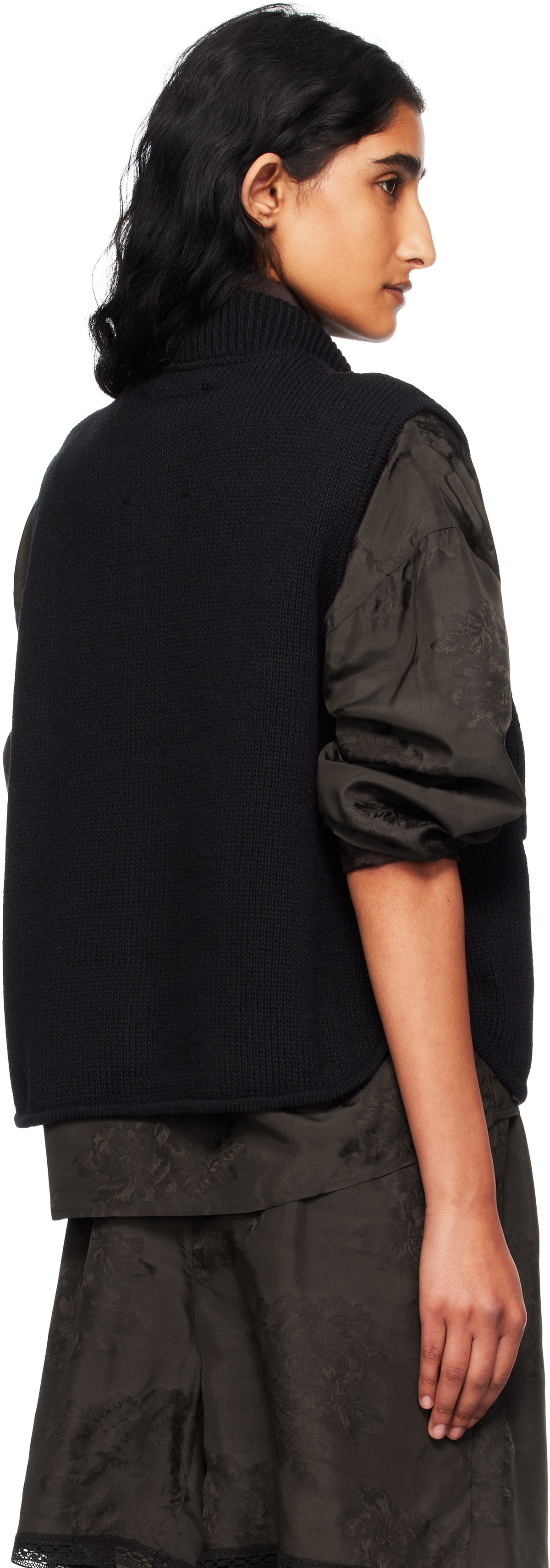 Cordera Black Boxy Cotton Waistcoat Cardigan CORDERA
