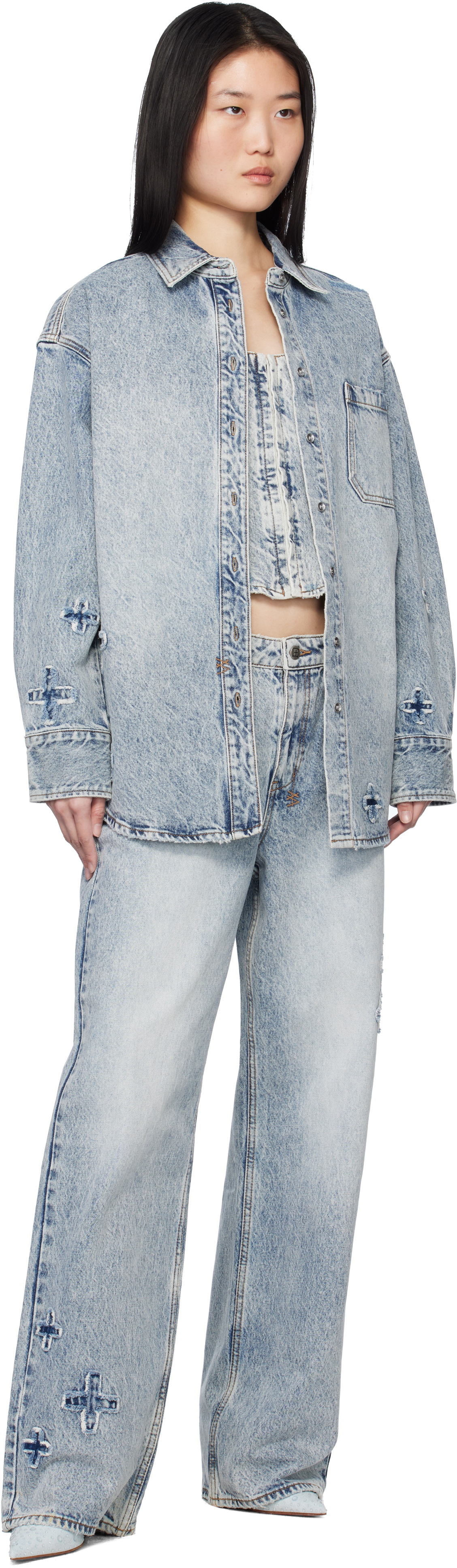 Ksubi Blue Oversized Klassic Kraftwerk Denim Shirt Ksubi