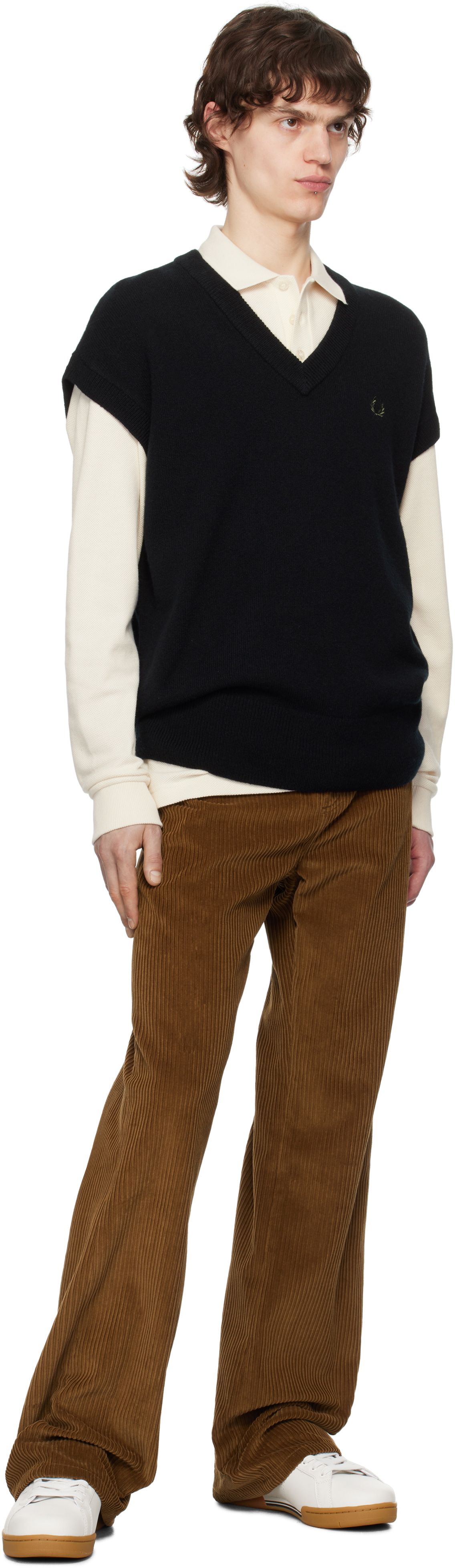 Fred Perry Black Lambswool Vest Fred Perry