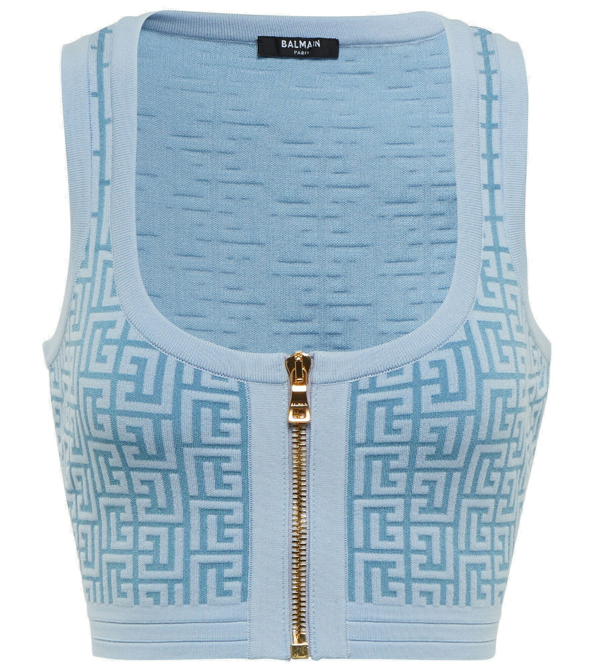 Balmain - Monogram wool-blend crop top Balmain