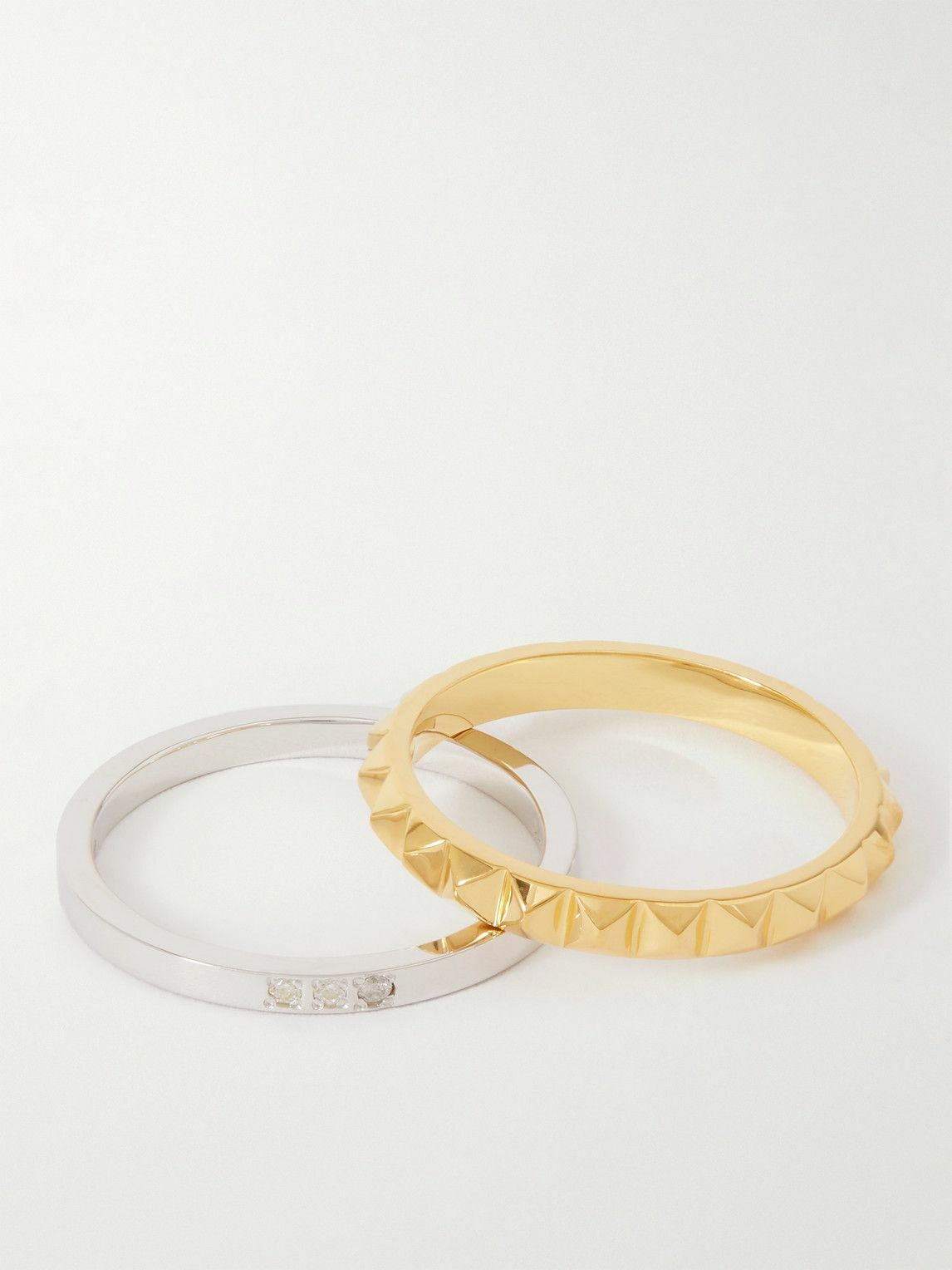 Jam Homemade - Set of Two Silver and Gold-Plated Diamond Rings - Gold ...