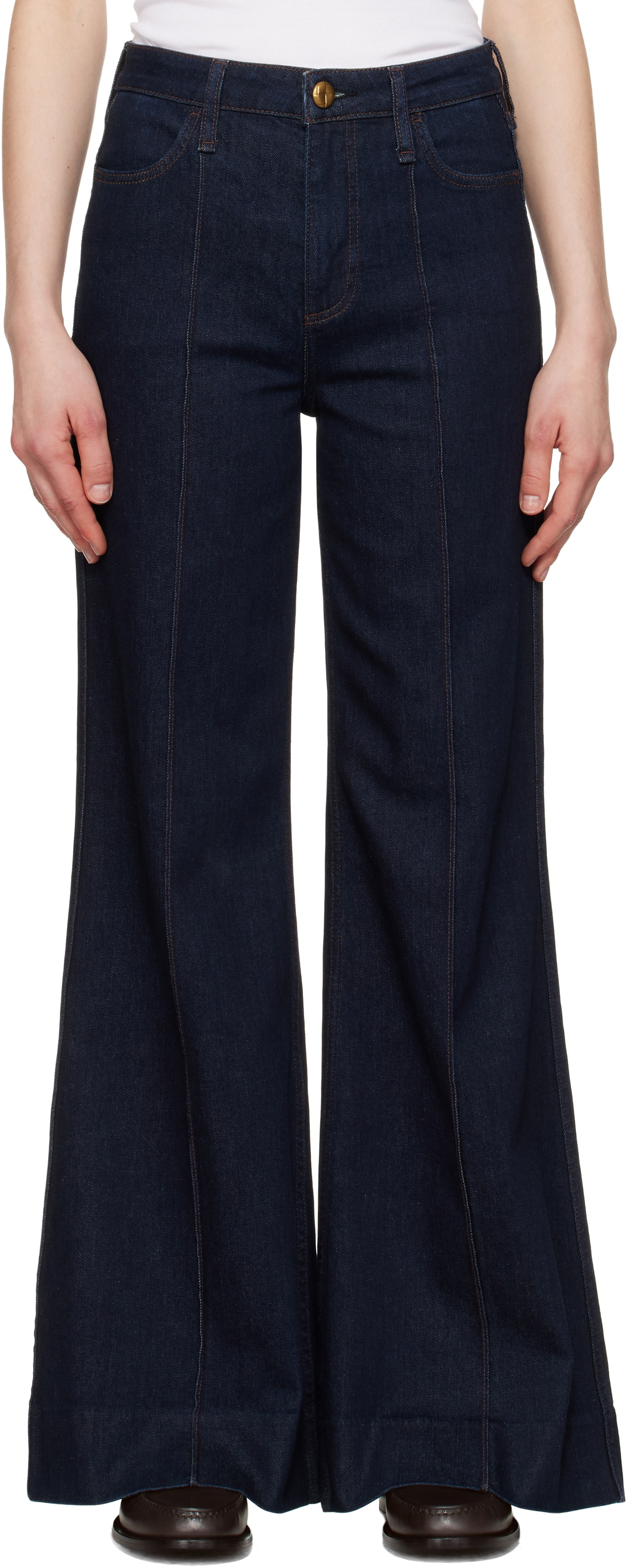 rag & bone Navy Wide Skylar High-Rise Jeans Rag and Bone