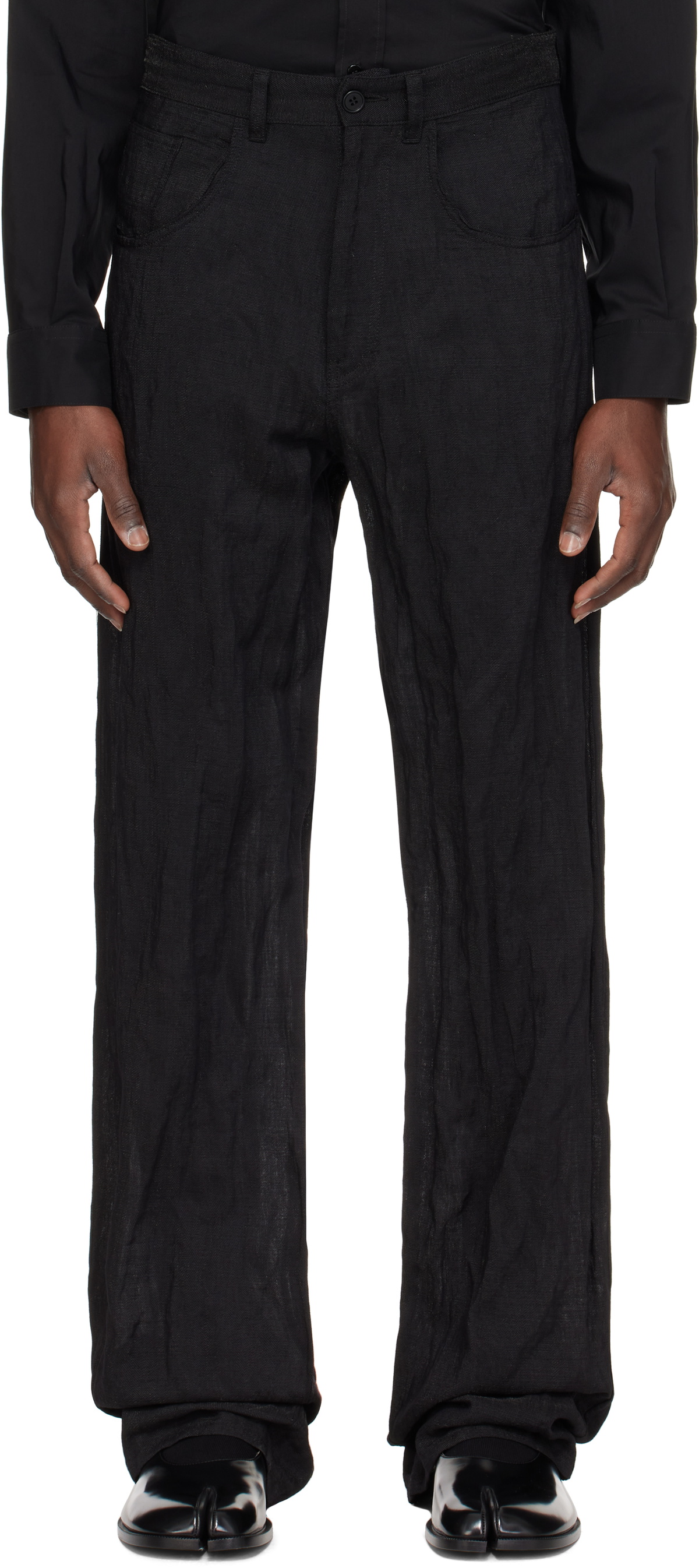 MM6 Maison Margiela Black Metallic Thread Trousers MM6 Maison Margiela