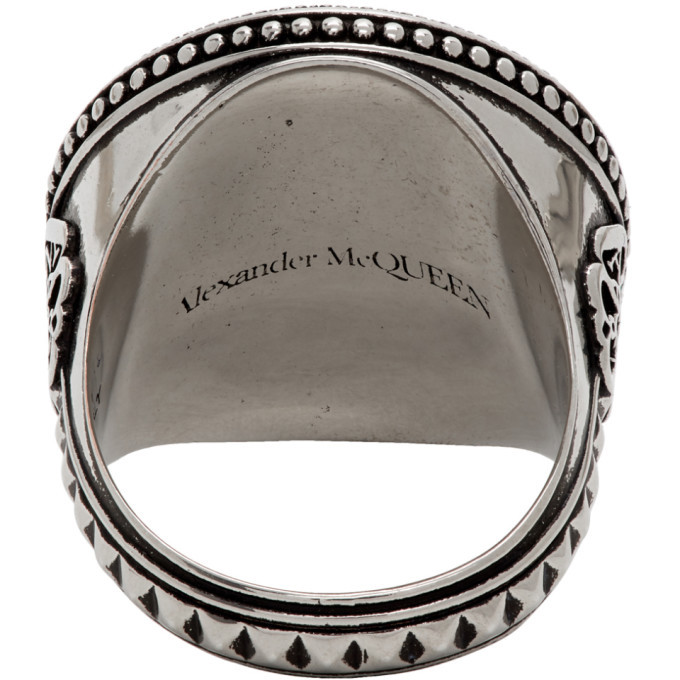 Alexander McQueen Silver Medallion Ring Alexander McQueen