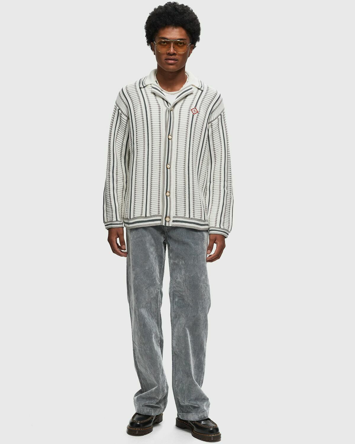 Casablanca Crochet Textured Shirt Grey Zippers & Cardigans Casablanca Crochet Textured Shirt Grey Zippers & Cardigans