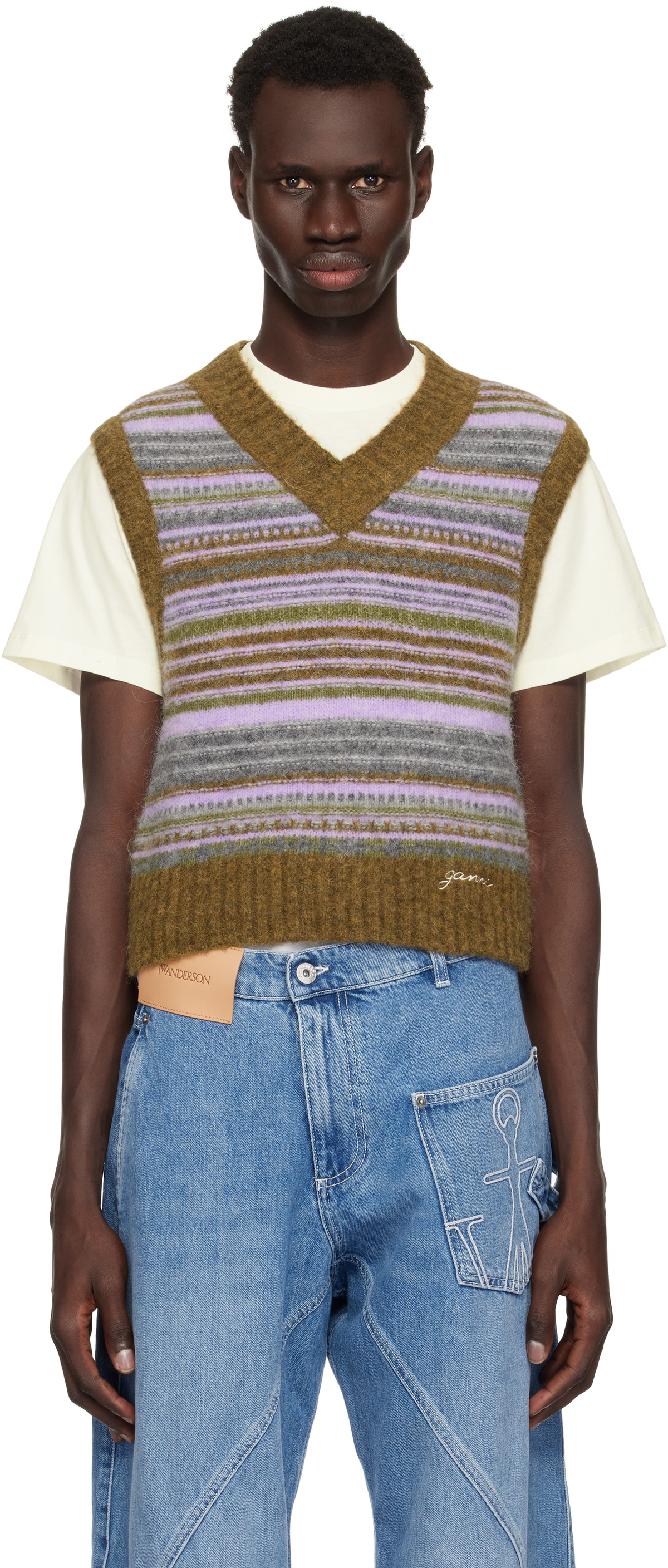 GANNI Multicolor Soft Wool Stripe Vest GANNI