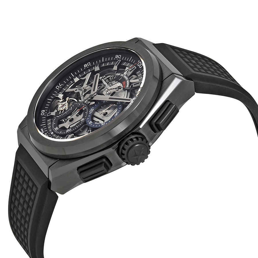 Zenith Defy El Primero 21 Skeleton Dial Automatic Mens Rubber Watch 49. ...