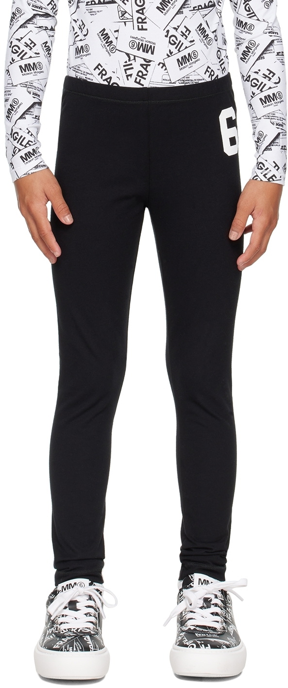 MM6 Maison Margiela Kids Black Logo Leggings MM6 Maison Margiela