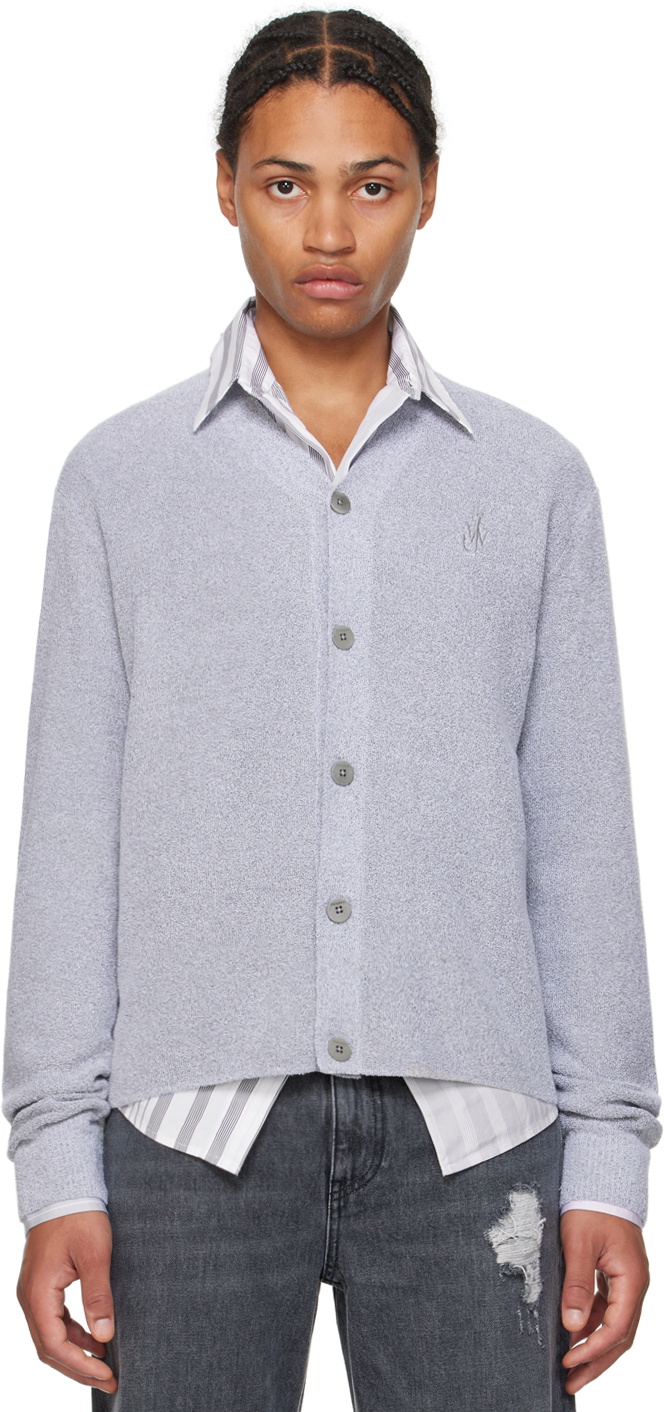 JW Anderson Gray Embroidered-Logo Cardigan JW Anderson