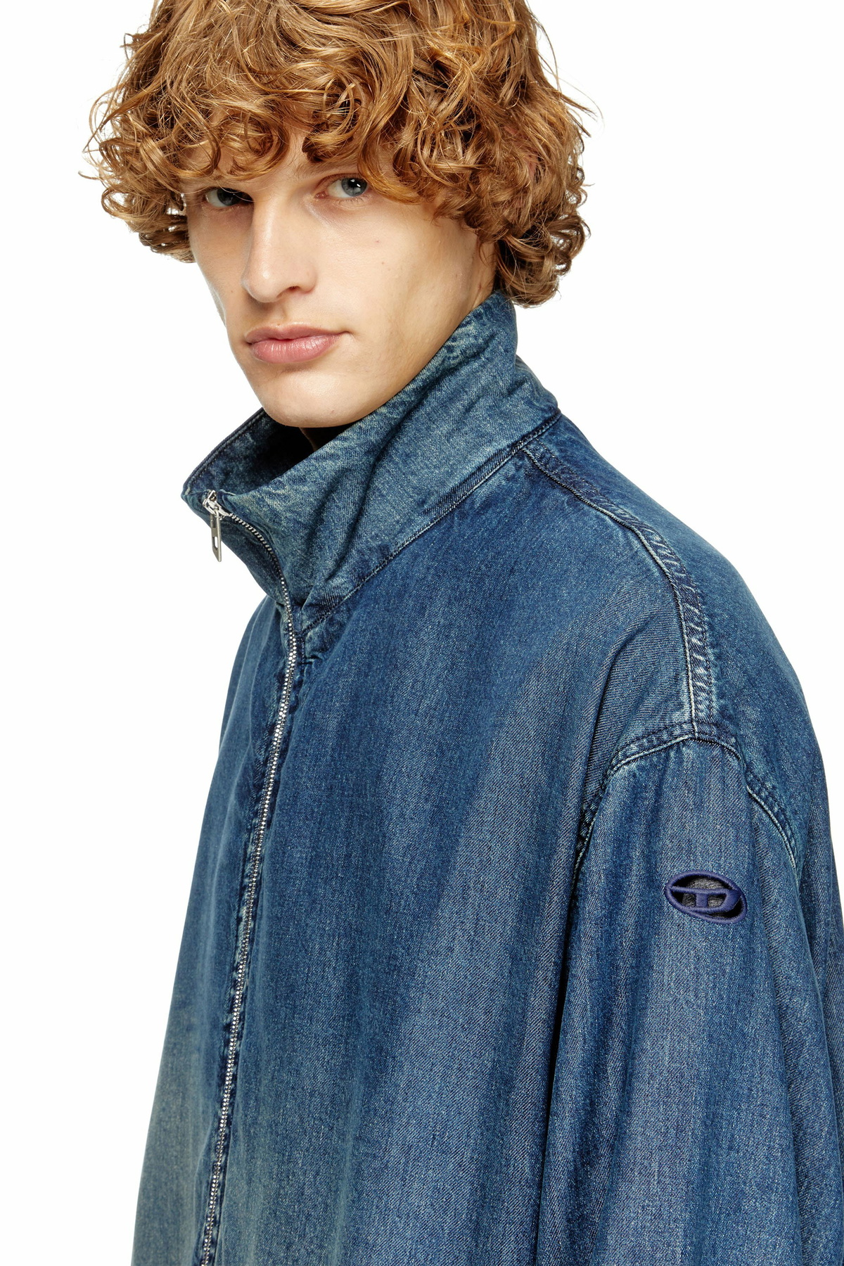 Diesel Zipped jacket in fluid denim - Denim Jackets Mens in Blue Diesel
