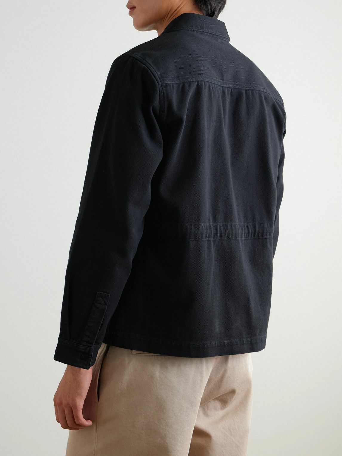 Folk - Assembly Garment-Dyed Cotton-Twill Overshirt - Black Folk