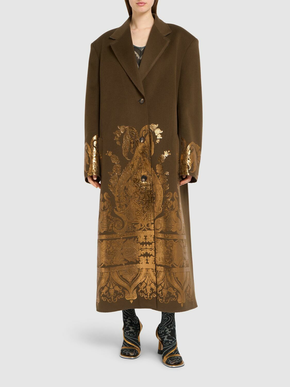 ETRO Wool & Cashmere Printed Long Coat Etro