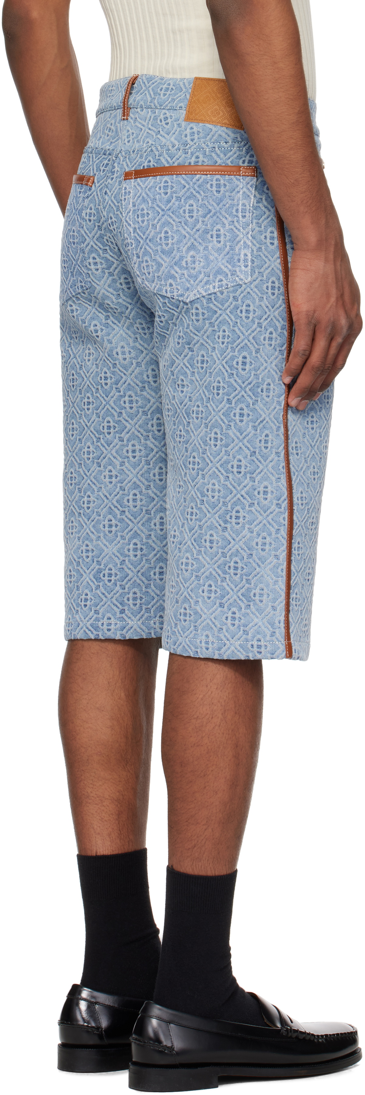 Casablanca Blue Monogram Denim Shorts Casablanca
