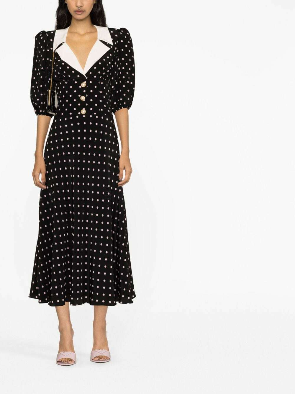 ALESSANDRA RICH - Polka Dot Silk Midi Dress Alessandra Rich