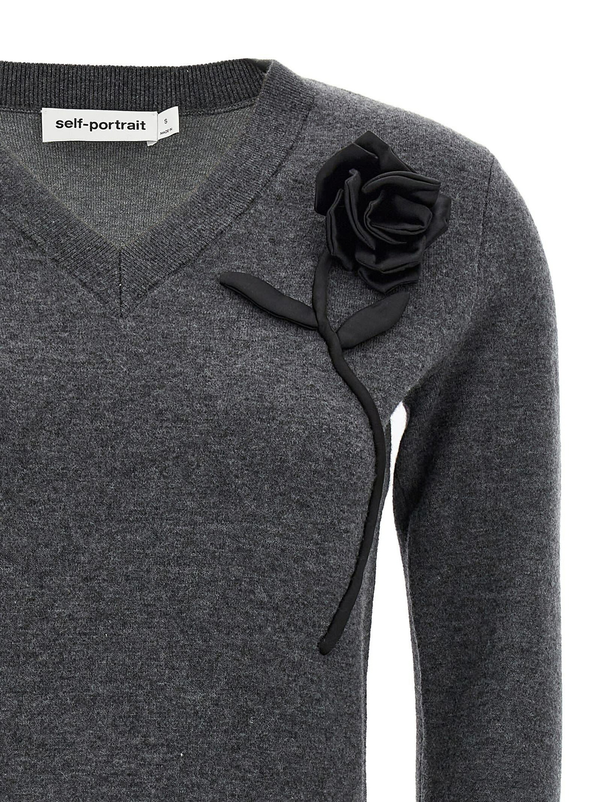 self-portrait charcoal Black Rose Jumper Sweater Self-Portrait