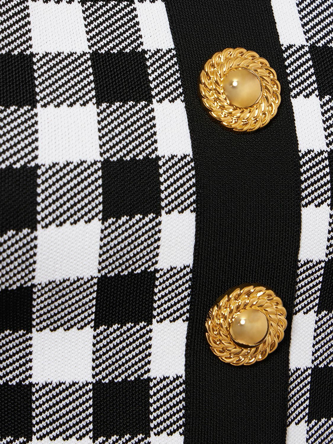 BALMAIN - Check Knit High Neck Cropped Vest Balmain