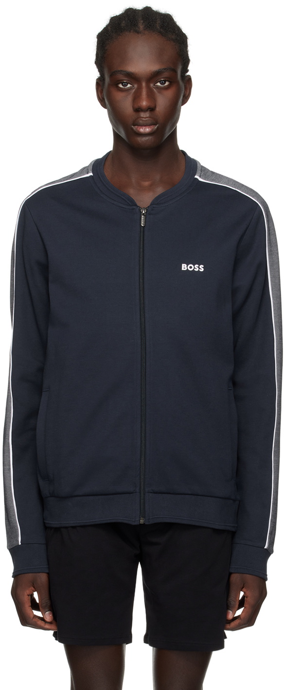 BOSS Navy Zip Track Jacket BOSS